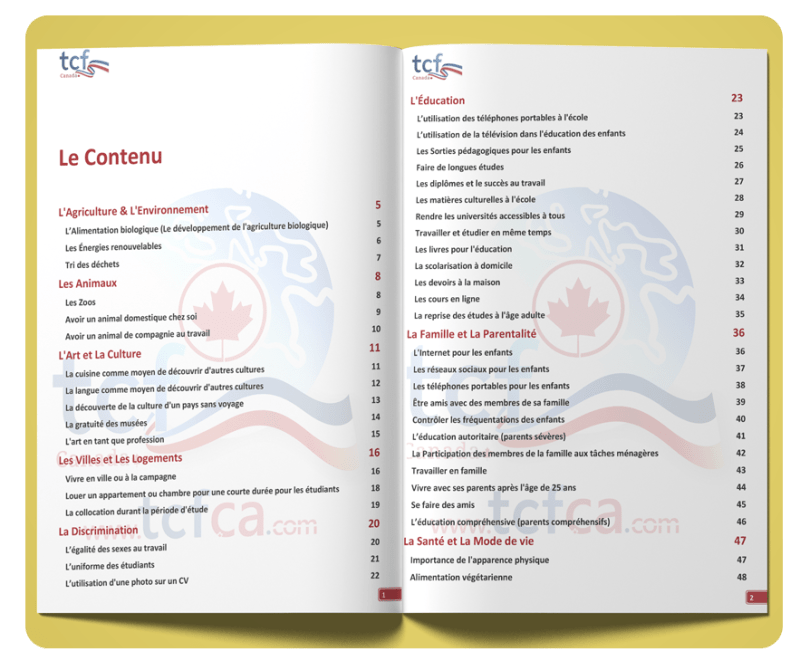 TCF Canada Sujets 2025